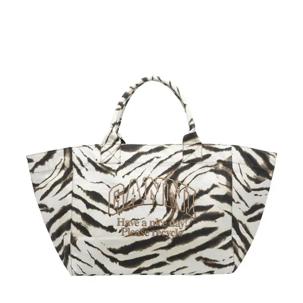 GANNI Zebra Tote Bag - Cream