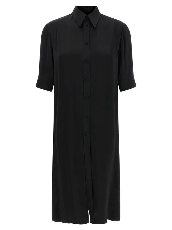 JIL SANDER Fluid Viscose Long Shirt - Black