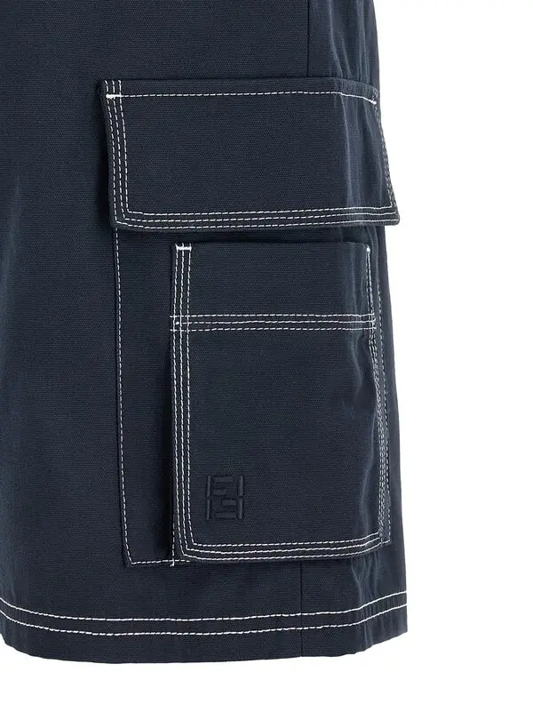 Fendi Cotton Canvas Cargo Bermuda Shorts - Blue