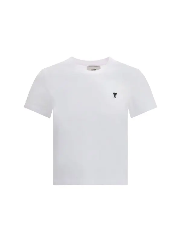 AMI Paris De Coeur Cropped T-shirt - White