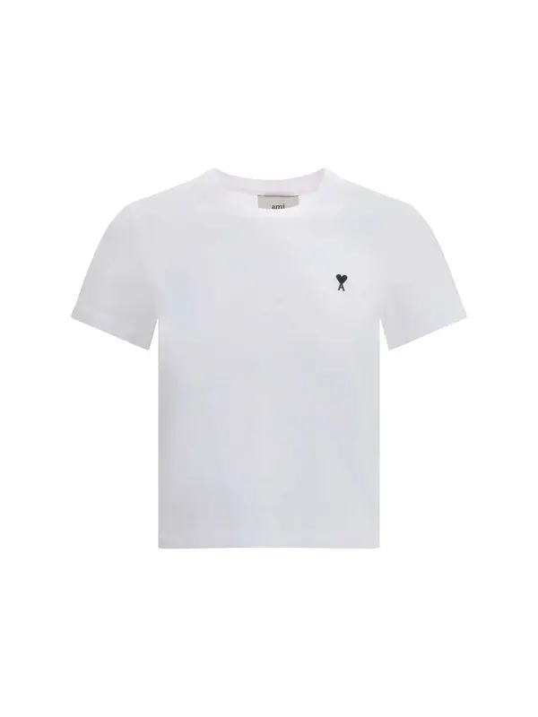 AMI Paris De Coeur Cropped T-shirt - White