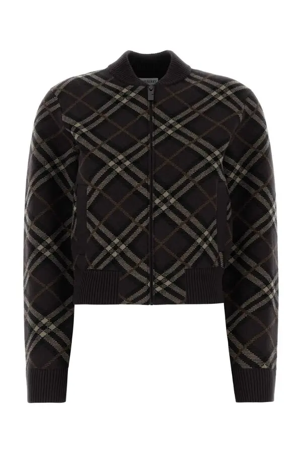 Burberry Embroidered Stretch Wool Blend Cardigan