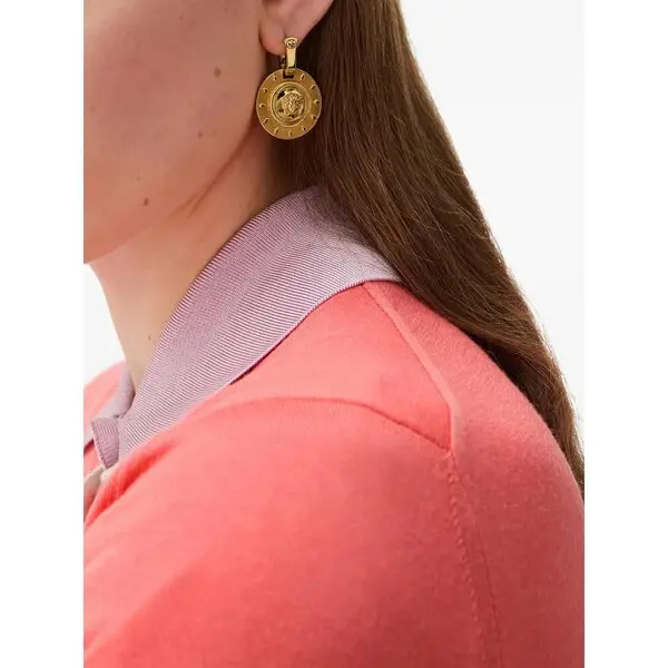 Versace Brass Medusa Coin Drop Earrings