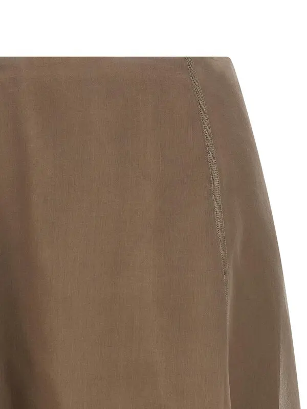 Brunello Cucinelli Silk Midi Skirt - Cream