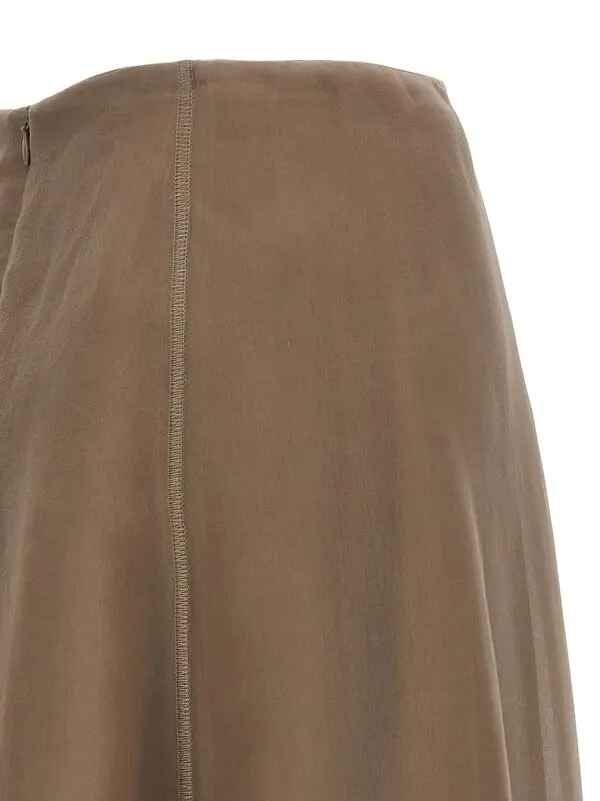 Brunello Cucinelli Silk Midi Skirt - Cream