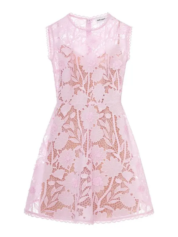 SELF-PORTRAIT Lace Mini Dress - Pink