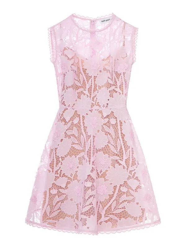 SELF-PORTRAIT Lace Mini Dress - Pink