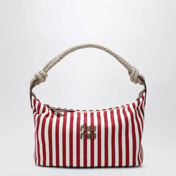 Miu Miu Ruby/cognac Striped Canvas Bag - Red