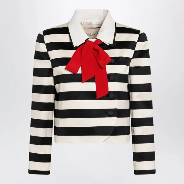Valentino Garavani Striped Cotton Jacket With Maxi Bow