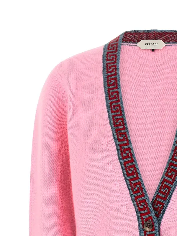 Versace Fine Knit Wool And Cashmere Cardigan
