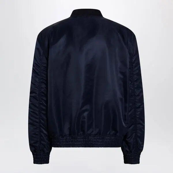 Valentino Garavani Shiny Navy Zip-up Bomber Jacket With Vlogo