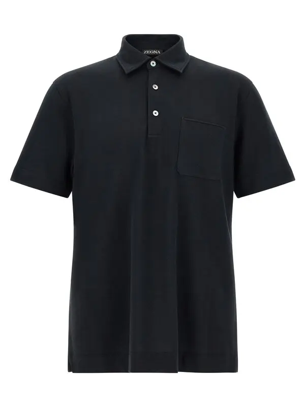 Zegna Polo Shirt With Pocket - Blue