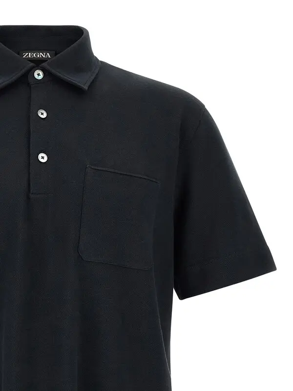 Zegna Polo Shirt With Pocket - Blue