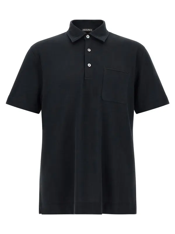 Zegna Polo Shirt With Pocket - Blue