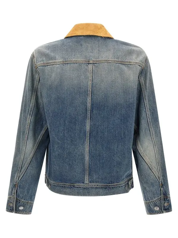 Alexander McQueen Suede Collar Denim Jacket