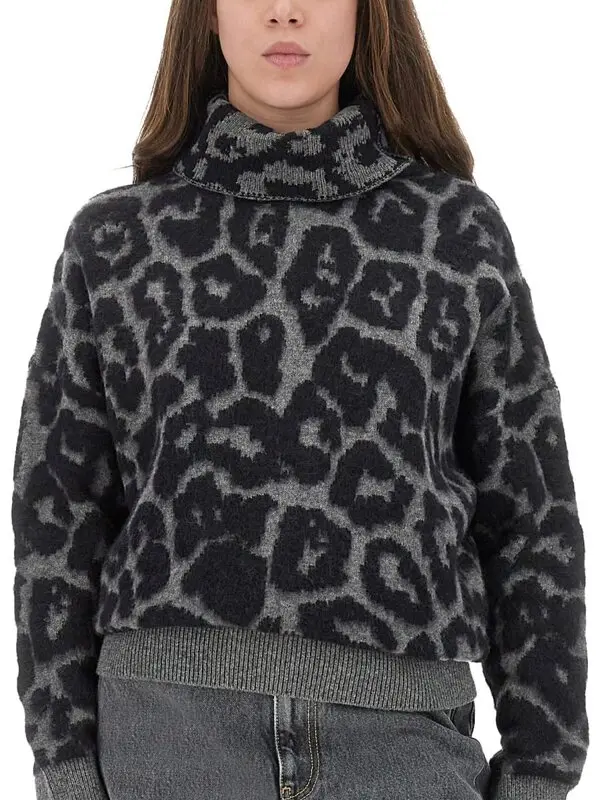 Stella McCartney Wool And Alpaca Leopard Sweater - Black