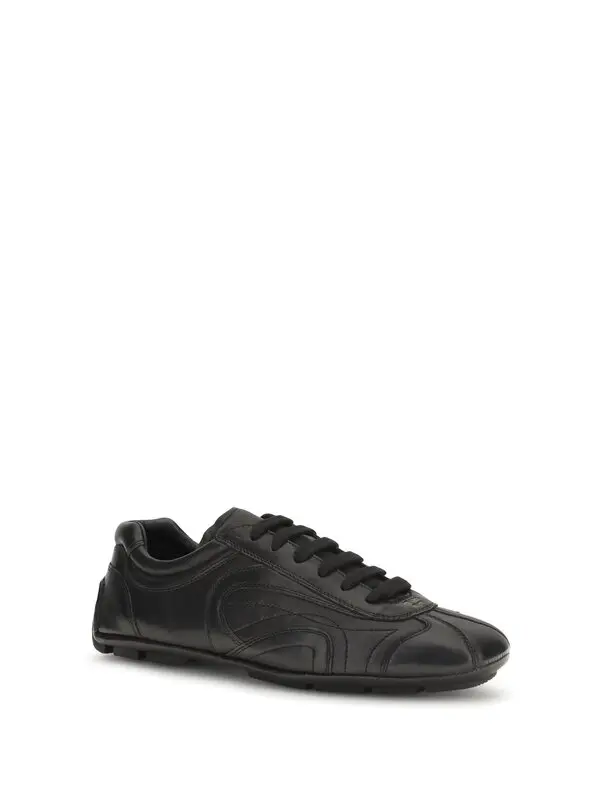 Prada Leather Lace-up Sneakers