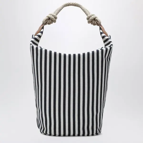 Miu Miu Cognac Striped Canvas Bag - Blue