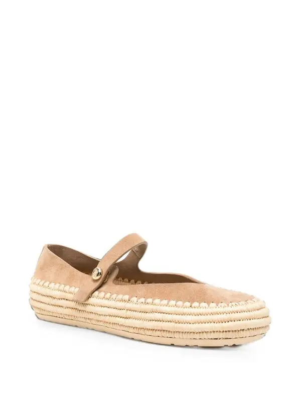 Loewe Rio Suede And Raffia Ballets - Multicolor