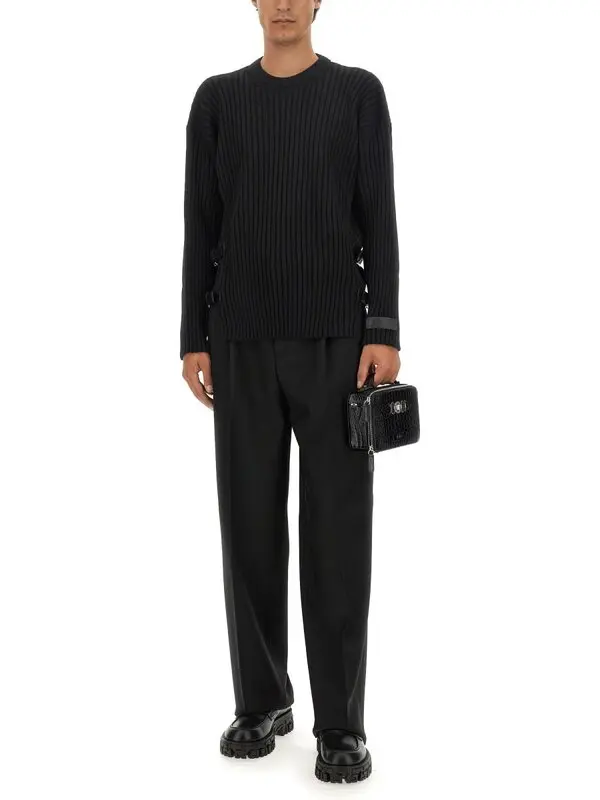 Versace Wool Wide Leg Pants