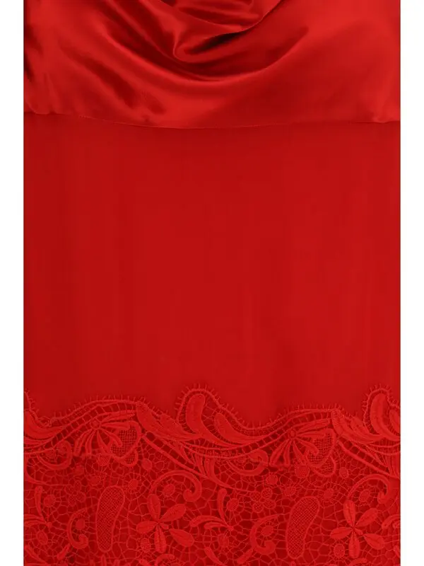 FERRAGAMO Draped Lace Silk Chiffon Dress