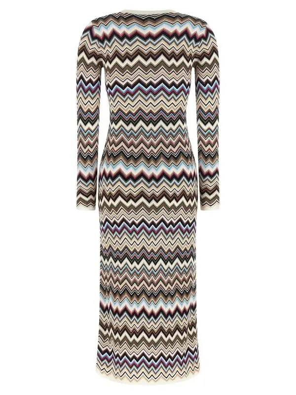 Missoni Zigzag Chevron Knit Midi Dress - Multicolor