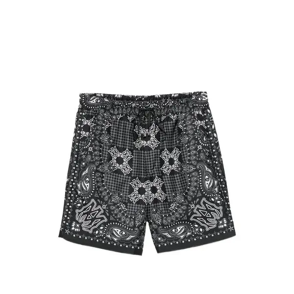 Amiri Silk Bandana Checkered Bermuda Shorts - Black