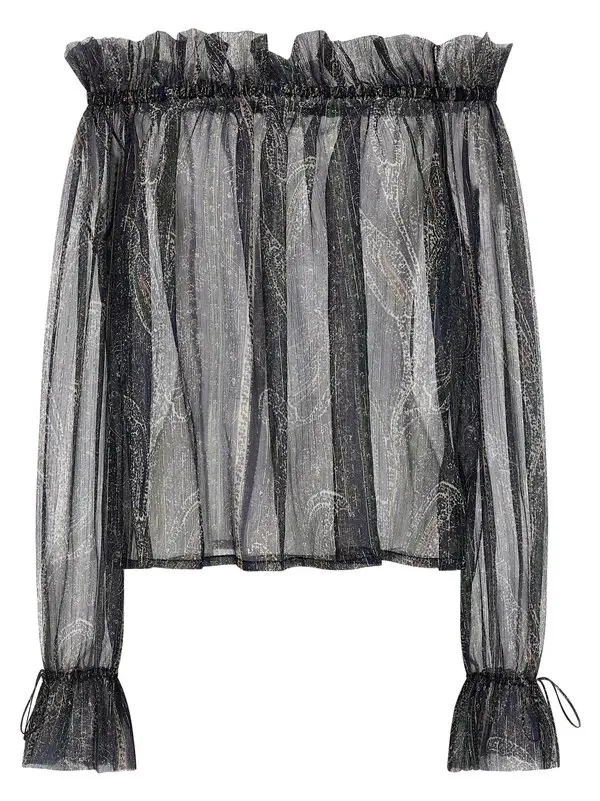 Saint Laurent Paisley Silk Crépon Lurex Blouse - Multicolor