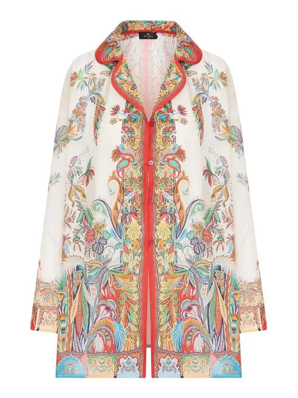 Etro Silk Shirt Printed With Paisley Pattern - Cream