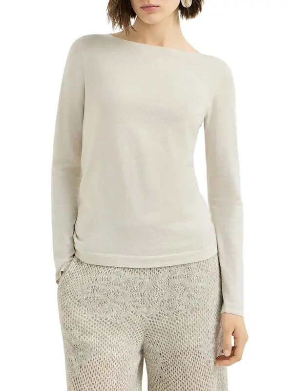 Brunello Cucinelli Lightweight Cashmere And Silk Sparkling Sweater - White