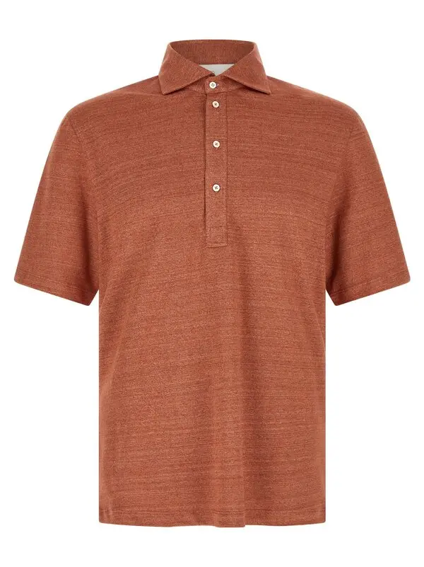 Brunello Cucinelli Polo Jersey Mélange - Orange