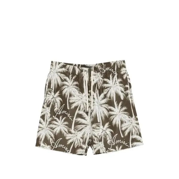 Amiri Palm Tree Print Beachwear Swim Shorts - Green