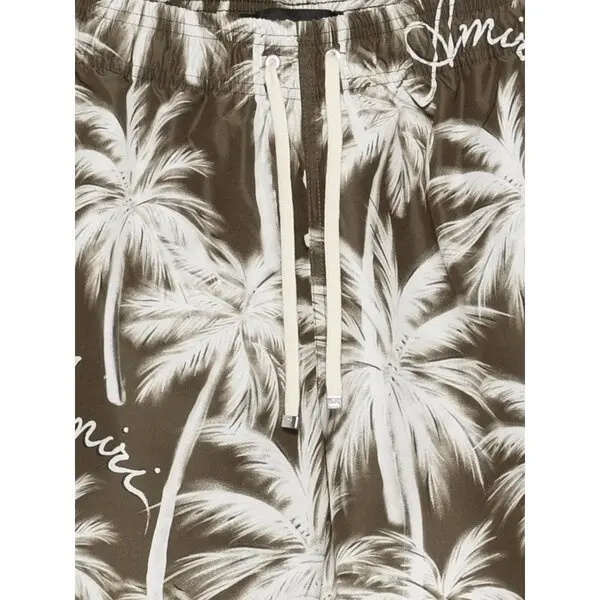 Amiri Palm Tree Print Beachwear Swim Shorts - Green