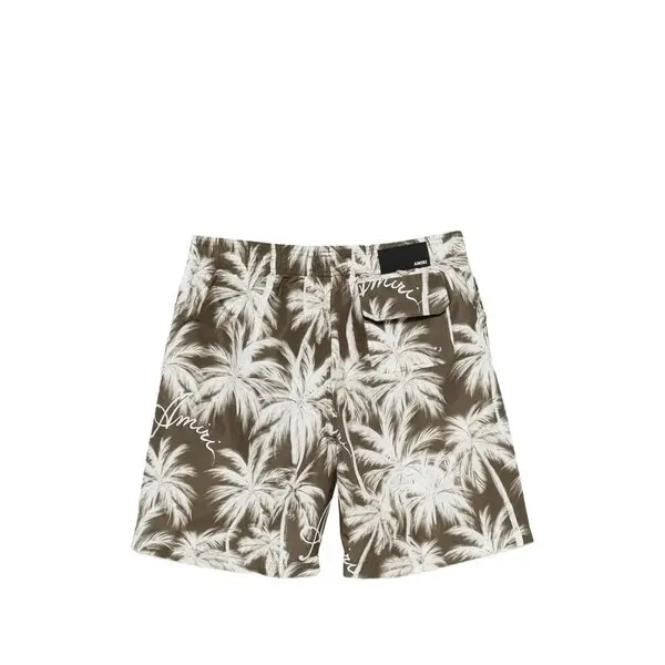 Amiri Palm Tree Print Beachwear Swim Shorts - Green