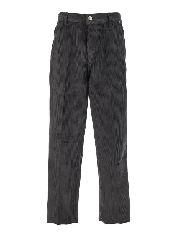 AMI Paris Brown Trousers With Back Logo Patch In Velvet