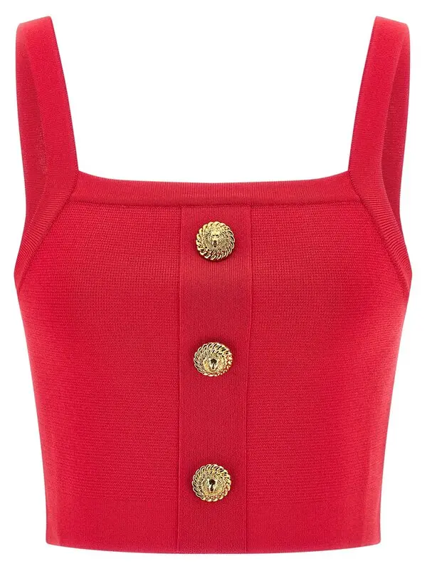 Balmain Viscose Knit Top - Pink