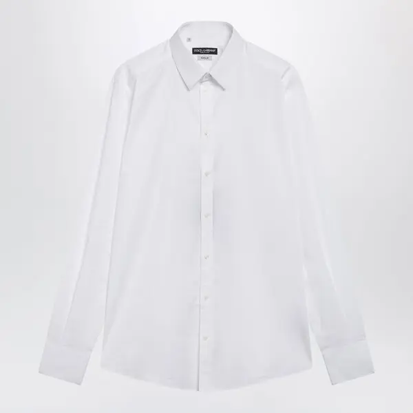 Dolce & Gabbana Gold Fit Stretch Poplin Shirt In Optical - White