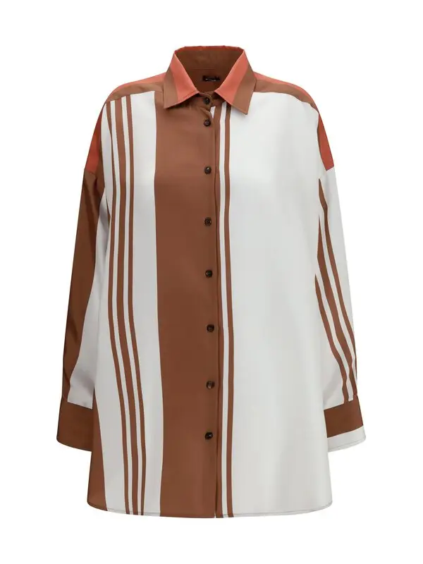 Kiton Long Striped Silk Shirt
