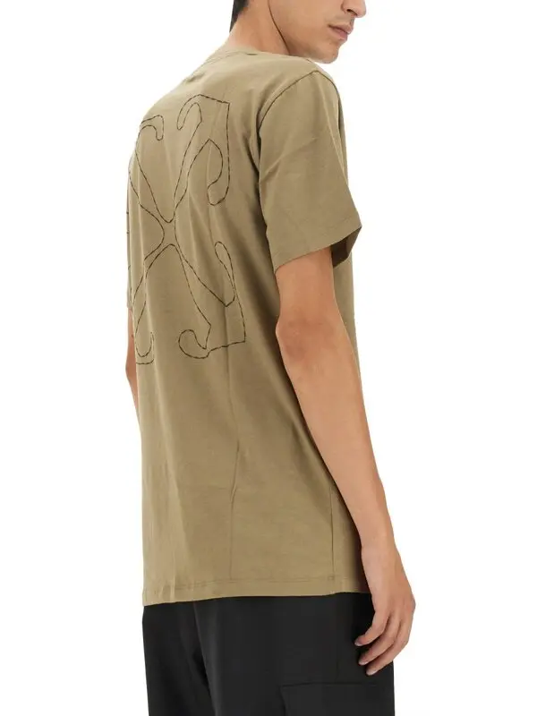 Off-White T-shirt With Arrow Embroidery