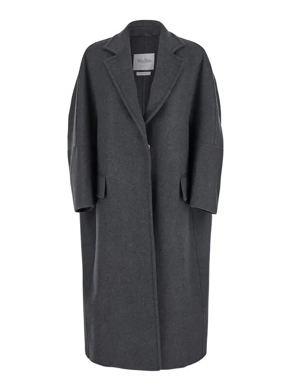 Max Mara Asburgo' Grey Coat With Notched Revers In Virgin Wool Blend - Multicolor