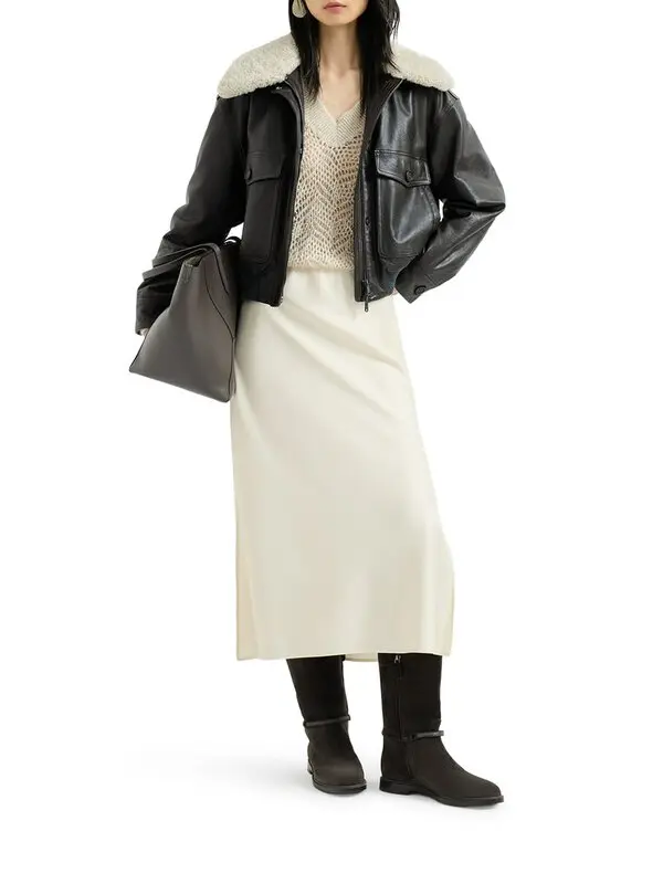Brunello Cucinelli Cady Satin Fluid Pencil Skirt