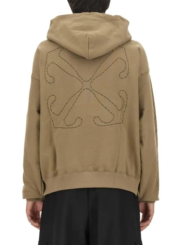 Off-White Sweatshirt With Arrow Embroidery - Cream
