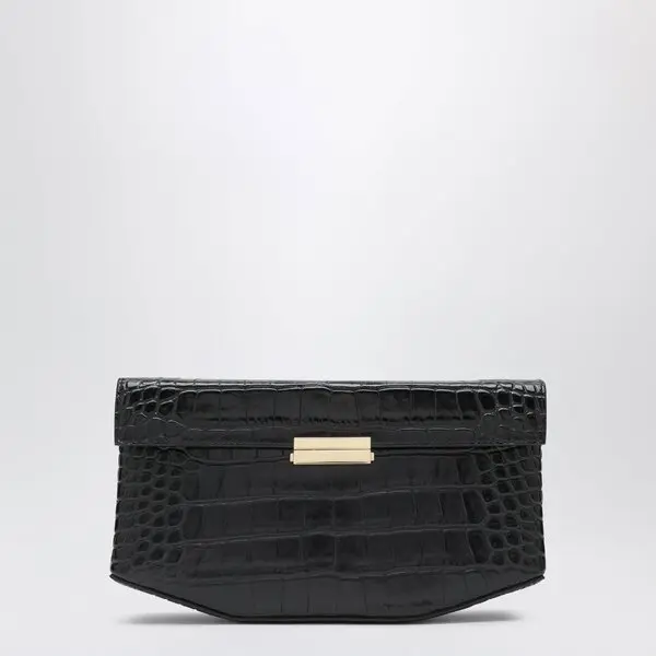 TOTEME Clip Croc-embossed Leather Shoulder Bag - Black