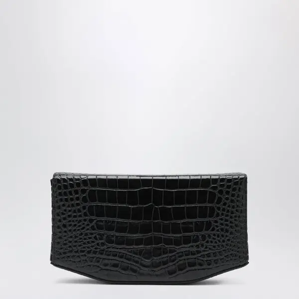 TOTEME Clip Croc-embossed Leather Shoulder Bag - Black