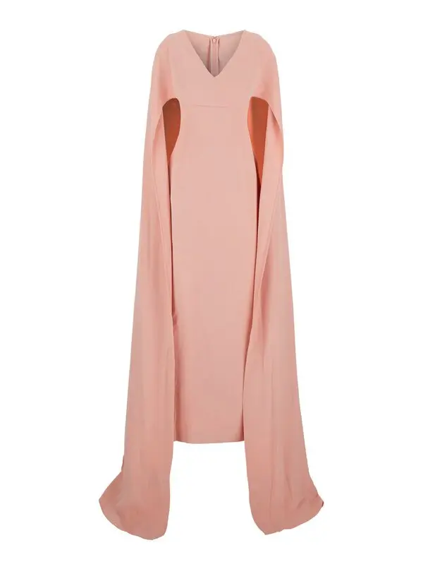 Solace London Morgan Long Dress With V-neck And Rear Single Slit - Multicolor
