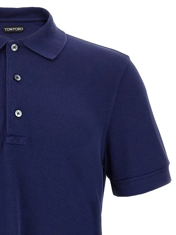 TOM FORD Piqué Polo Shirt - Blue