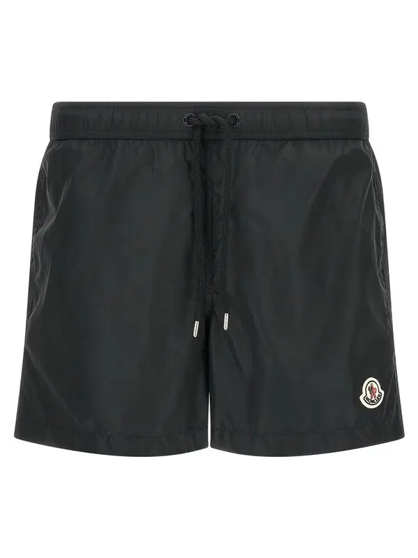 Moncler Logo Patch Swim Shorts - Black