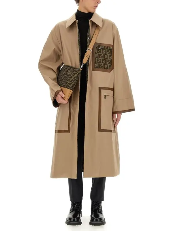 Fendi Cotton Reversible Trench Coat - Cream