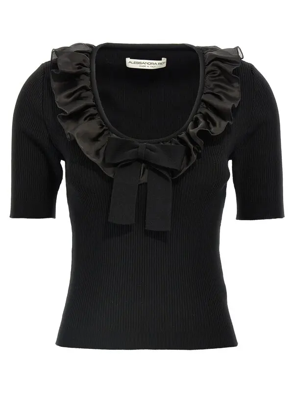 Alessandra Rich Ruffle T-shirt - Black
