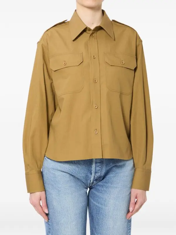 Celine Cotton And Linen Cropped Shirt - Multicolor